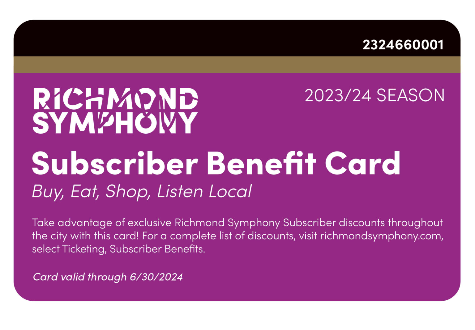 Subscriber Benefits - Richmond Symphony